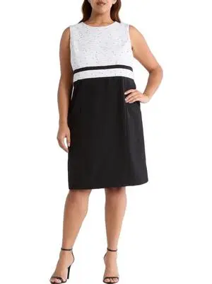 KASPER Sleeveless Sheath Dress - Lily White/black