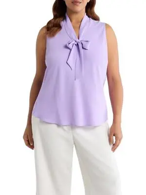 KASPER Sleeveless Tie-neck Top - Lavender Mist