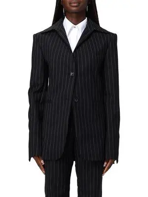 Sportmax Pinstriped Virgin Wool Blazer - Black