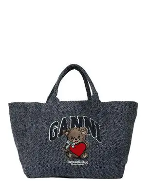 GANNI Embroidered Tote - Blue