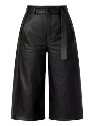 LEMAIRE Belted Wide Leg Shorts - Brown