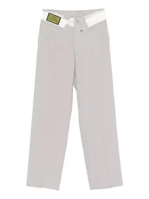 MAISON MARGIELA Asymmetric-waistband Straight Leg Trousers - Grey