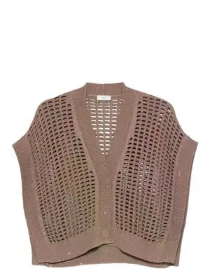Peserico V-neck Open-knit Cardigan - Brown