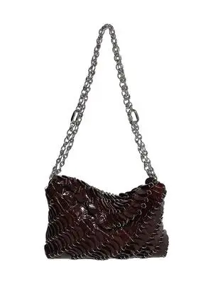 Rabanne Paco Night Leather Shoulder Bag Crocodile Brown