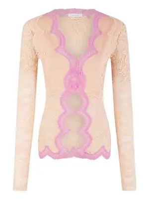 Rabanne Long Sleeve Lace Top - Pink