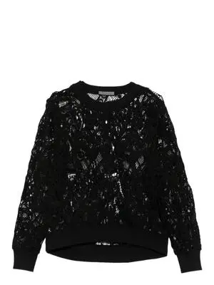 MAURIZIO BRASCHI Lace Detailed Sweater - Black