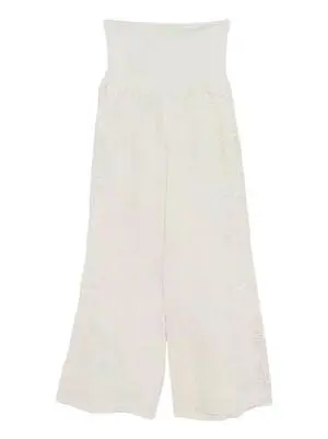 MAURIZIO BRASCHI Wide-leg Trousers With Lace Detail - Neutrals
