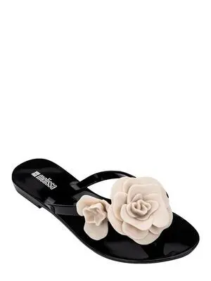 Melissa Harmonic Petals Flip-flop Sandals - Black/beige