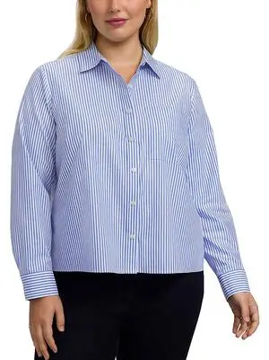 Foxcroft Jodie Long Sleeve Stripe Shirt - Powder Blue