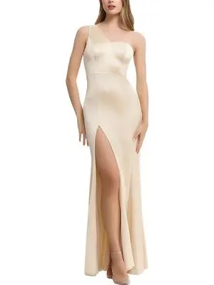 Dress The Population Magdalynn Asymmetrical Gown - Champagne