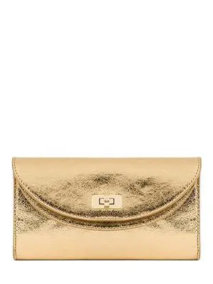 Sandro Mambo Metallic Leather Clutch - Gold