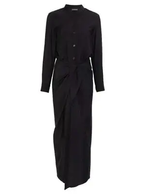 Emporio Armani Long-sleeve Buttoned Midi Dress - Blue