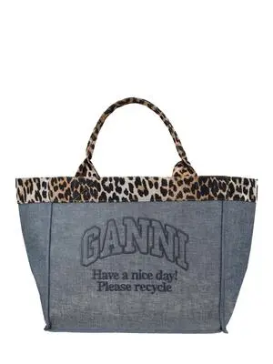 GANNI Tote Bag With Logo - Denim