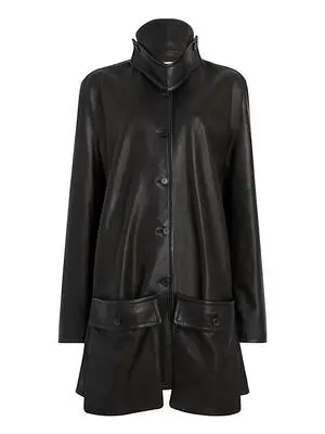 Khaite Harmon Leather Coat - Black