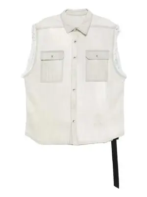 Rick Owens Frayed Pocket Sleeveless Shirt Jacket - Neutrals