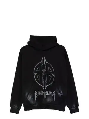 Balenciaga Graphic-print Hoodie - Black