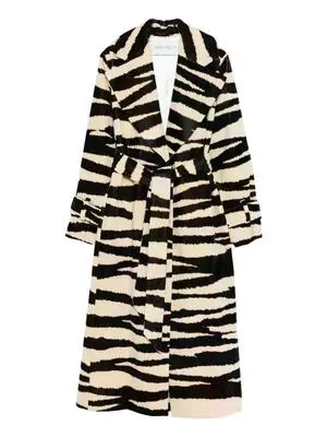 Nina Ricci Zebra-print Belted Coat - Neutrals