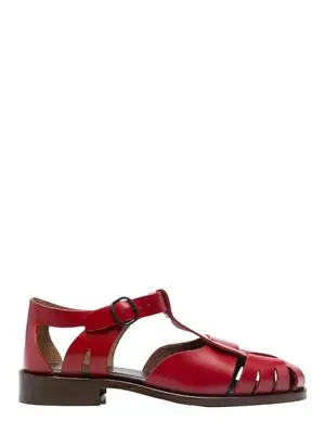 Hereu Pesca Buckle Leather Sandals Red