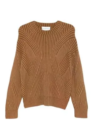Eric Bompard Ribbed Crewneck Pullover - Brown