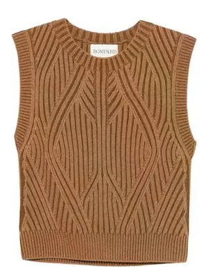 Eric Bompard Ribbed Sleeveless Vest - Brown