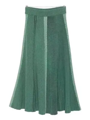 Eric Bompard Patchwork Ribbed Knit Skirt - Green