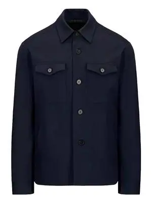 Harris Wharf London Pocket Shirt Jacket - Blue