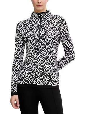 NEWLAND Geometric-print Zip Top - Black