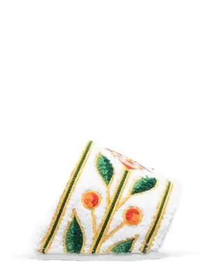 Casablanca Floral Embroidered Slides - White