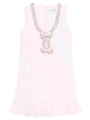 SELF-PORTRAIT Crepe Mini Dress With Bow - Pink