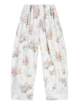 OPEN YY Floral Gathered Trousers - White
