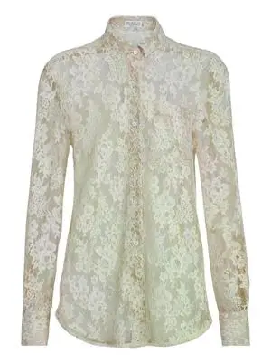 Brunello Cucinelli Flower Jacquard Lace Shirt - Neutrals