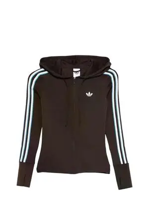 Adidas Logo Striped Hoodie - Brown