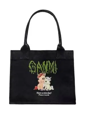 GANNI Printed Shopper - Black