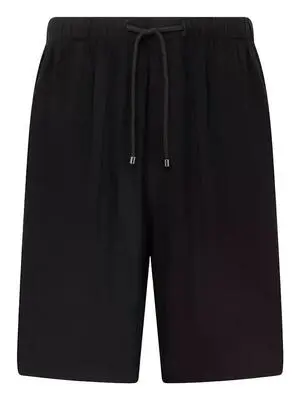LANEUS Drawstring Embroidered Shorts - Black