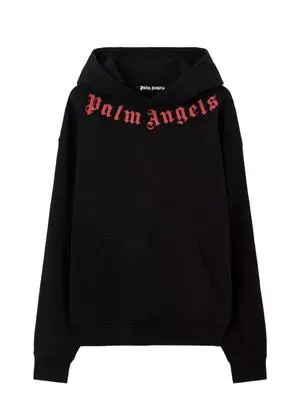 Palm Angels Neck-logo Hoodie - Black