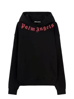 Palm Angels Neck-logo Hoodie - Black