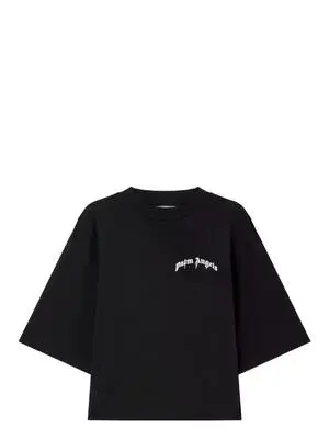 Palm Angels Logo-print Cropped T-shirt - Black