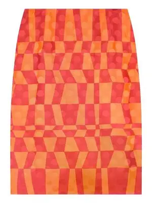 Dries Van Noten Geometric-print Midi Skirt - Orange