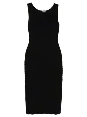 Emporio Armani Ribbed Knit Midi Dress - Black