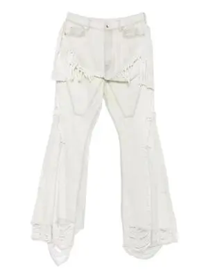 Rick Owens Fringed Distressed Jeans - White
