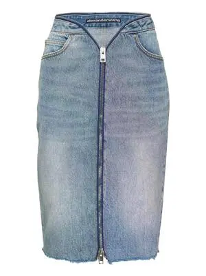 Alexander Wang Zip-up Raw-hem Fitted Skirt - Blue