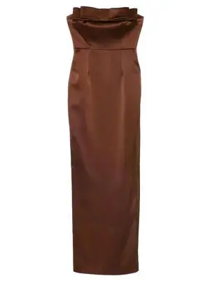 THE NEW ARRIVALS ILKYAZ OZEL Bow-detail Strapless Maxi Dress - Brown
