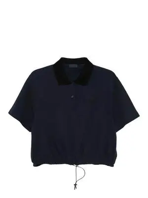 Moncler Drawstring-waistband Logo Patch Polo Shirt - Blue