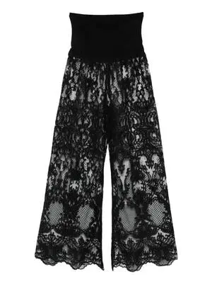 MAURIZIO BRASCHI Lace Wide Leg Trousers - Black