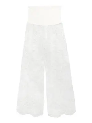MAURIZIO BRASCHI Lace Wide-leg Trousers - White
