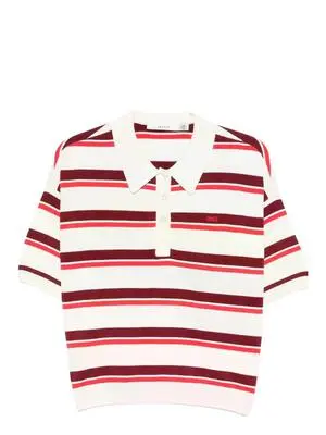 GESTUZ Striped Polo Shirt - Neutrals