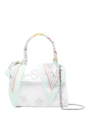 SELF-PORTRAIT Floral Top Handle Mini Bag - White
