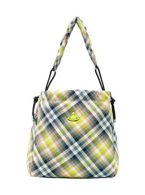 VIVIENNE WESTWOOD Woven Tartan Bucket Bag - Blue
