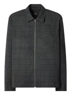 PAUL SMITH Textured-cotton Check Zip Overshirt