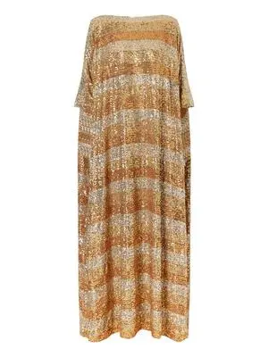 DIMA AYAD Striped Sequined Crepe Kaftan - Metallic